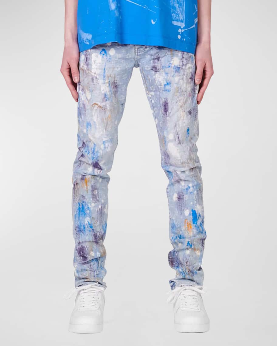 PURPLE Men's Knee-Rip Skinny Jeans | Neiman Marcus