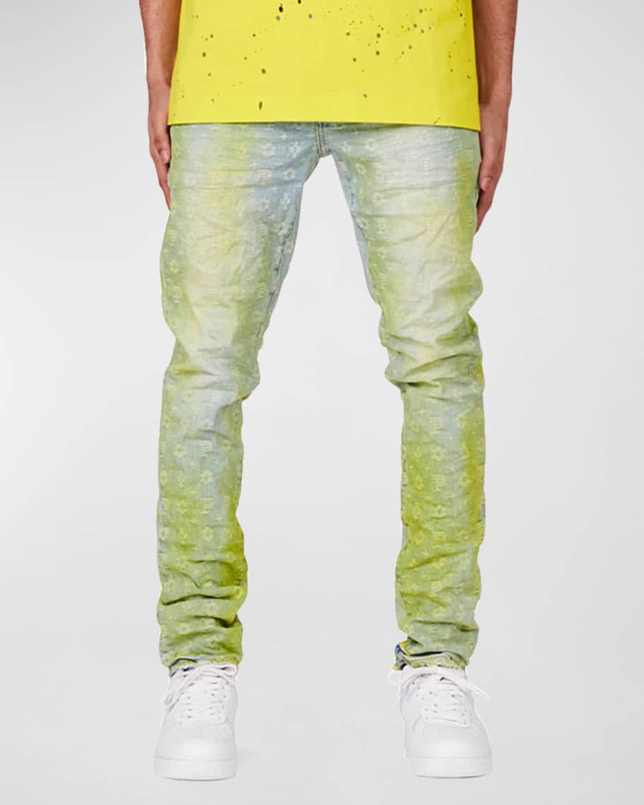 PURPLE Men's Printed Over-Dye Skinny Jeans | Neiman Marcus