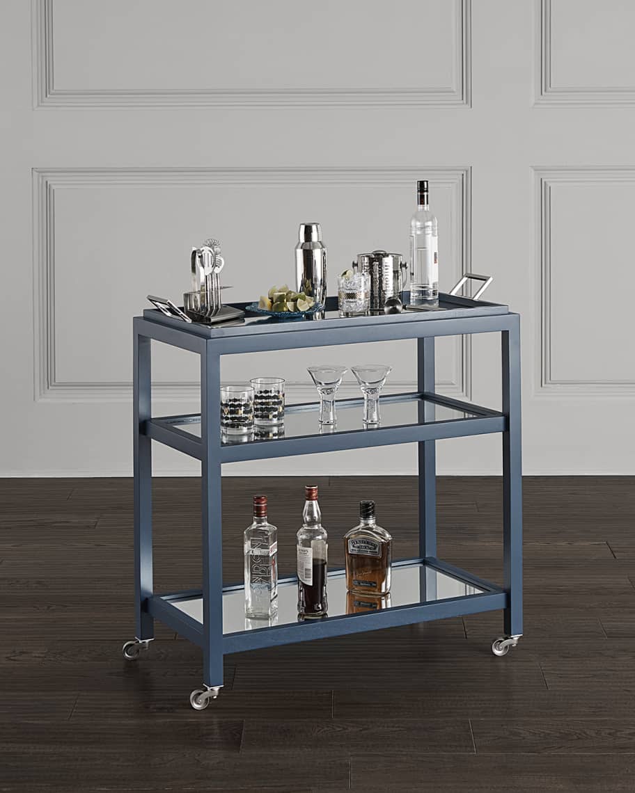 Century Furniture Mandalay Bar Cart, Navy | Neiman Marcus