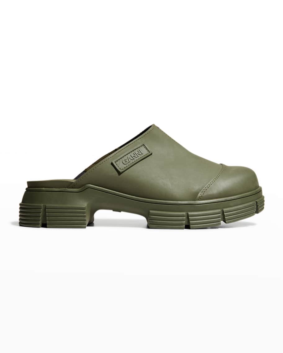 Ganni Lug-Sole Recycled Rubber Clogs | Neiman Marcus