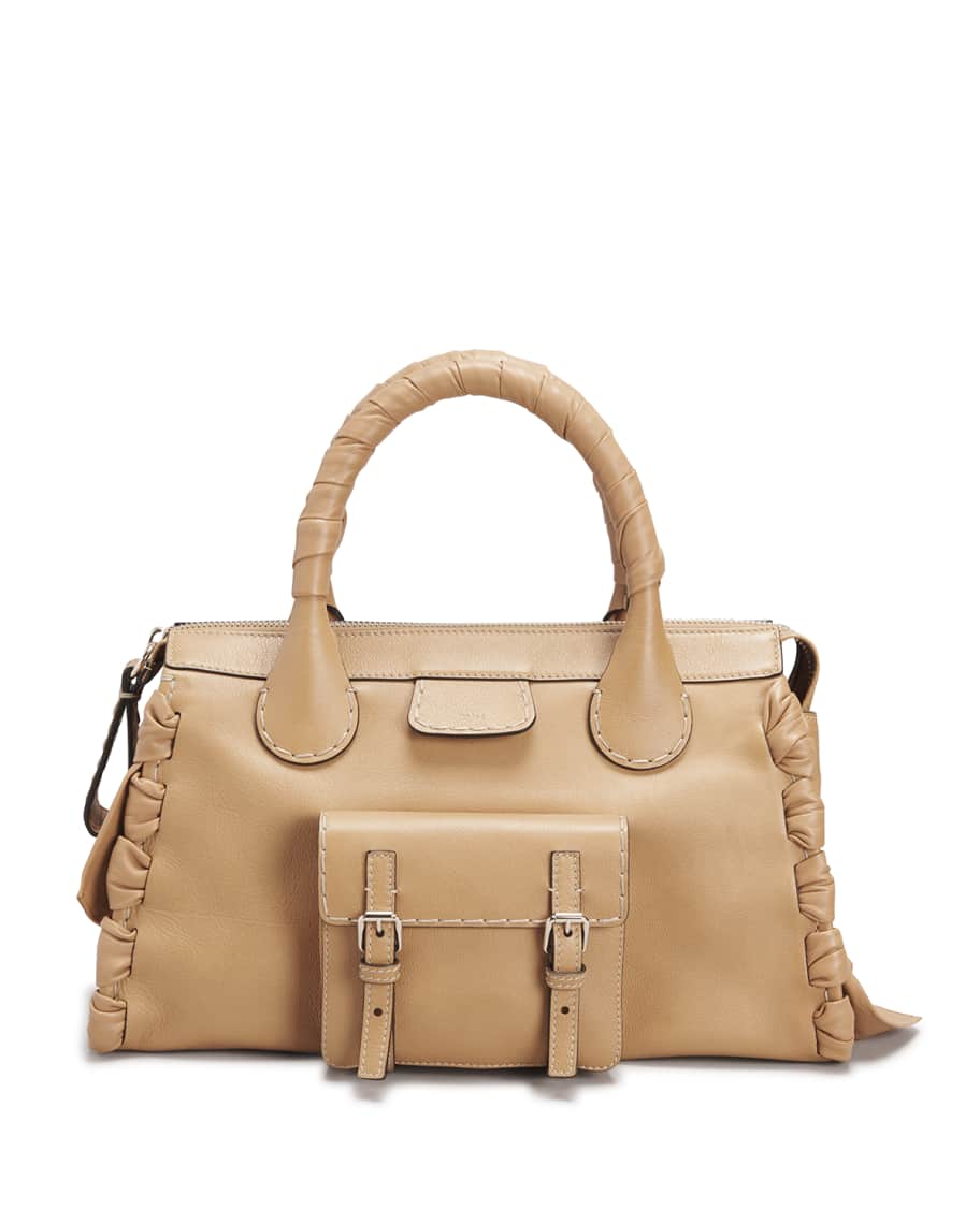 Chloe Edith Medium Braided Leather Satchel Bag | Neiman Marcus