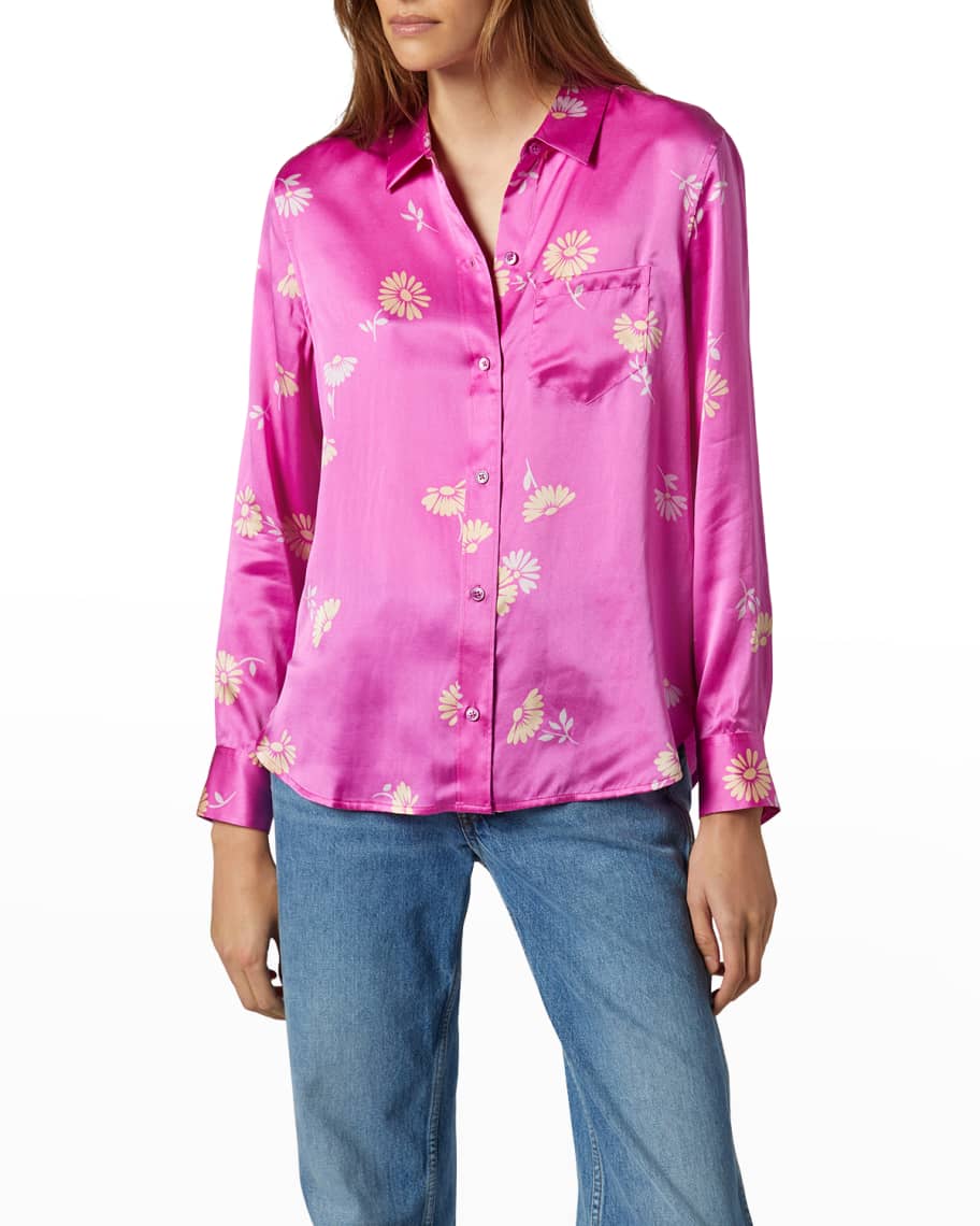 Equipment Leema Floral-Print Button-Down Blouse | Neiman Marcus