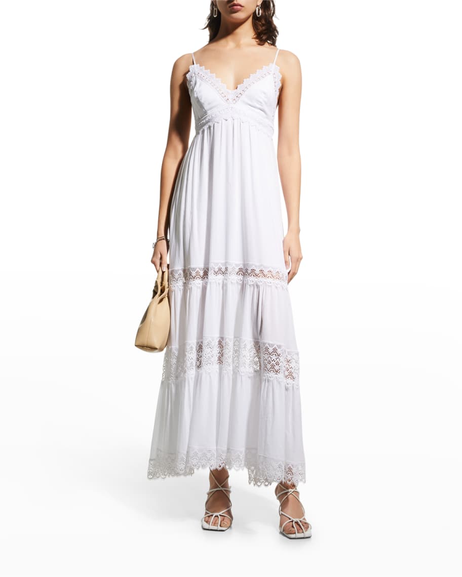 CHARO RUIZ IBIZA Geneva Tiered Lace Panel Maxi Dress | Neiman Marcus