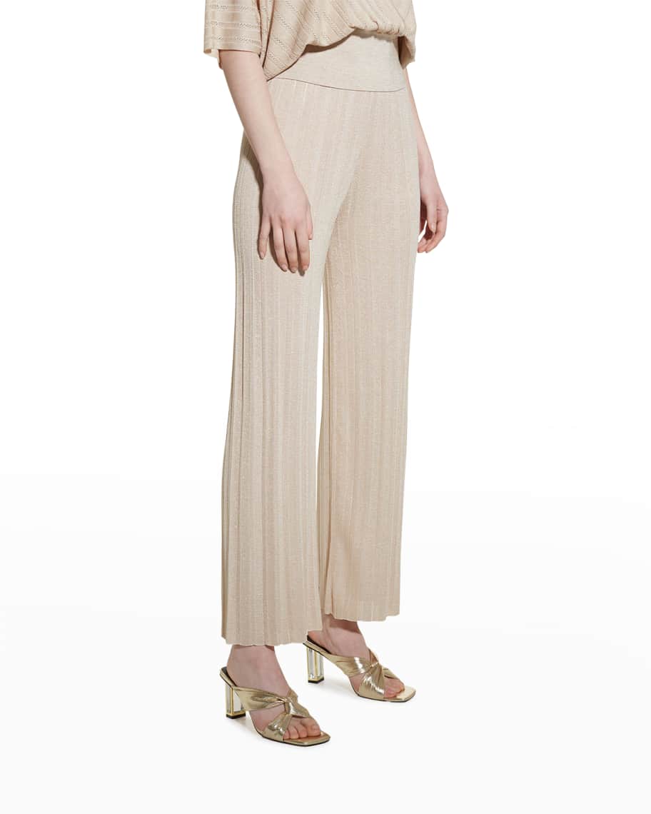 KNITSS Valentina Wide-Leg Pointelle Knit Pants | Neiman Marcus