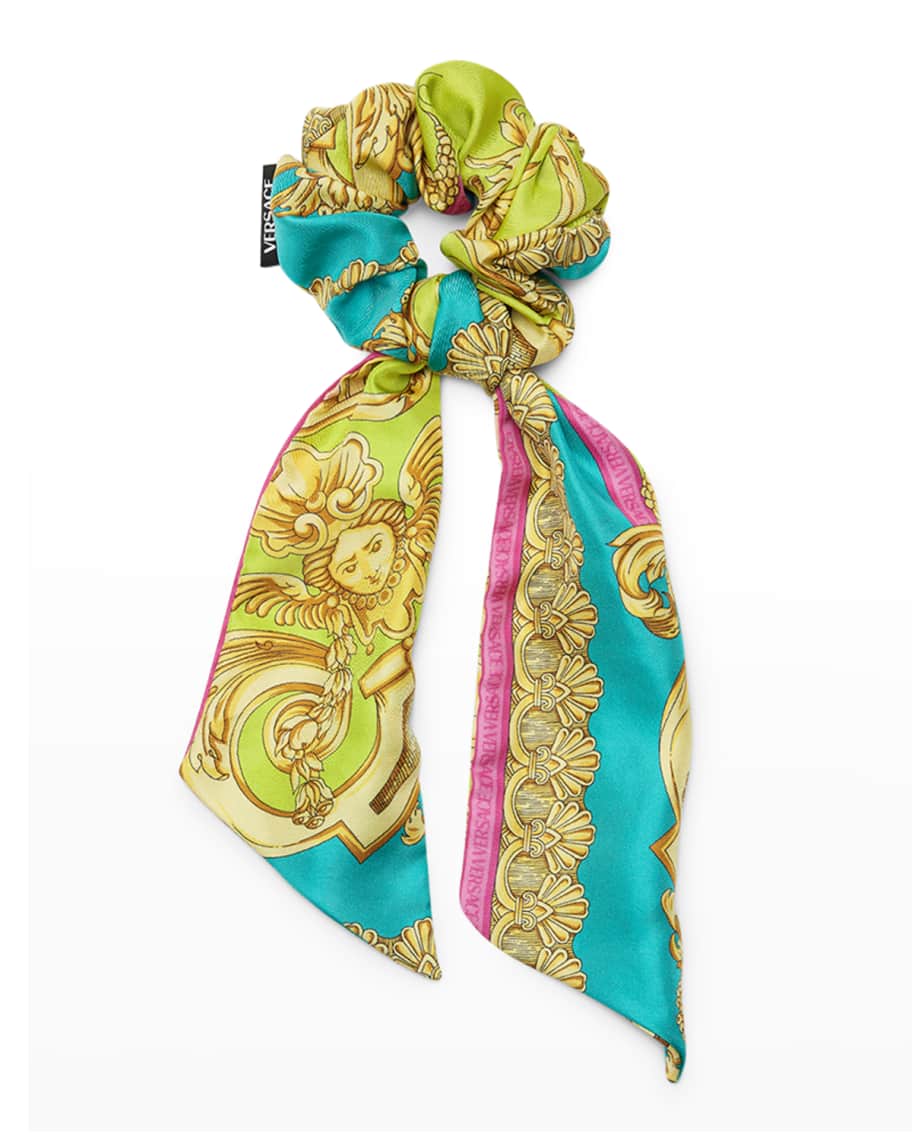 Versace Barocco Ribbon Silk Scrunchie | Neiman Marcus