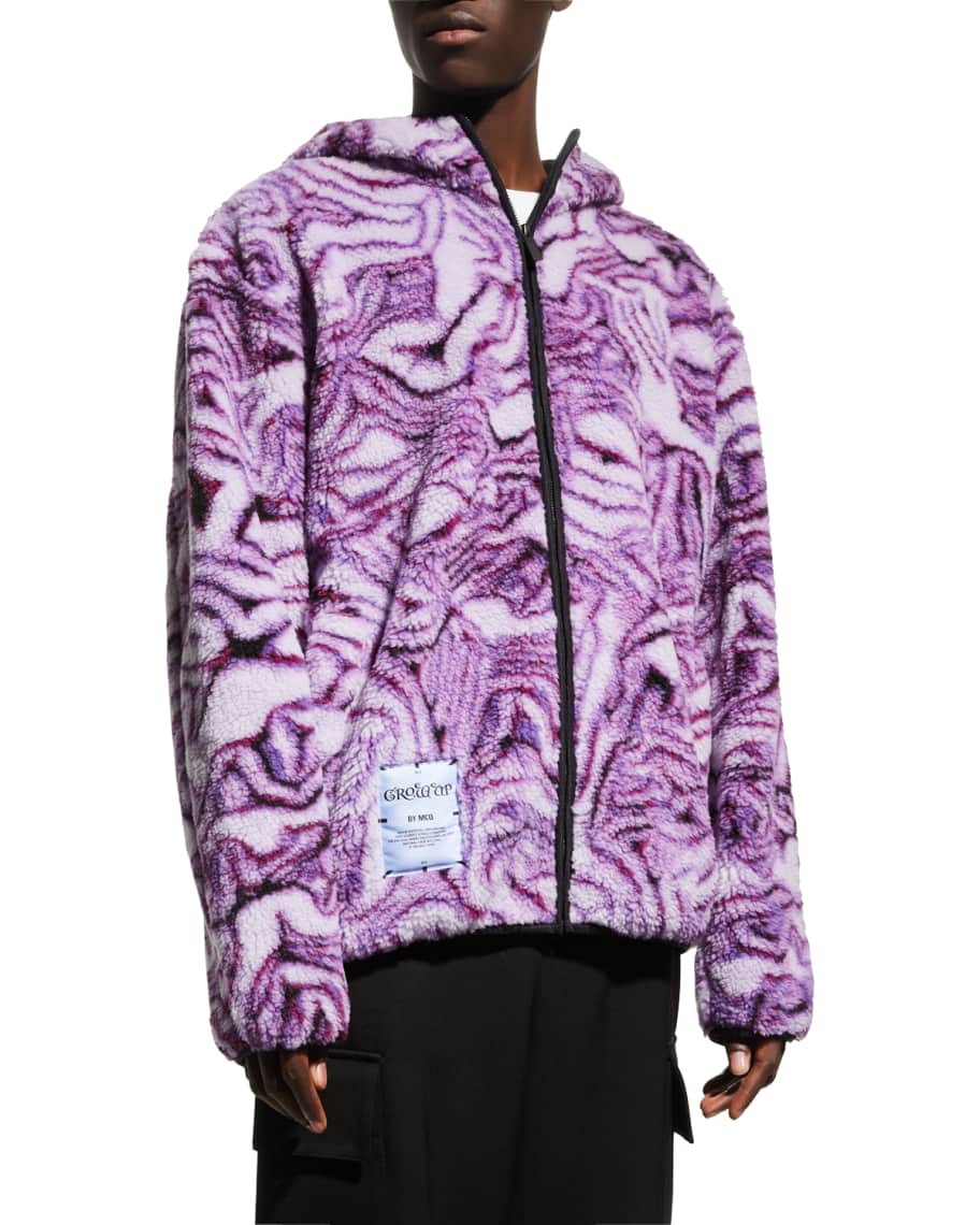 MCQ Men's Marble-Print Fleece Jacket | Neiman Marcus