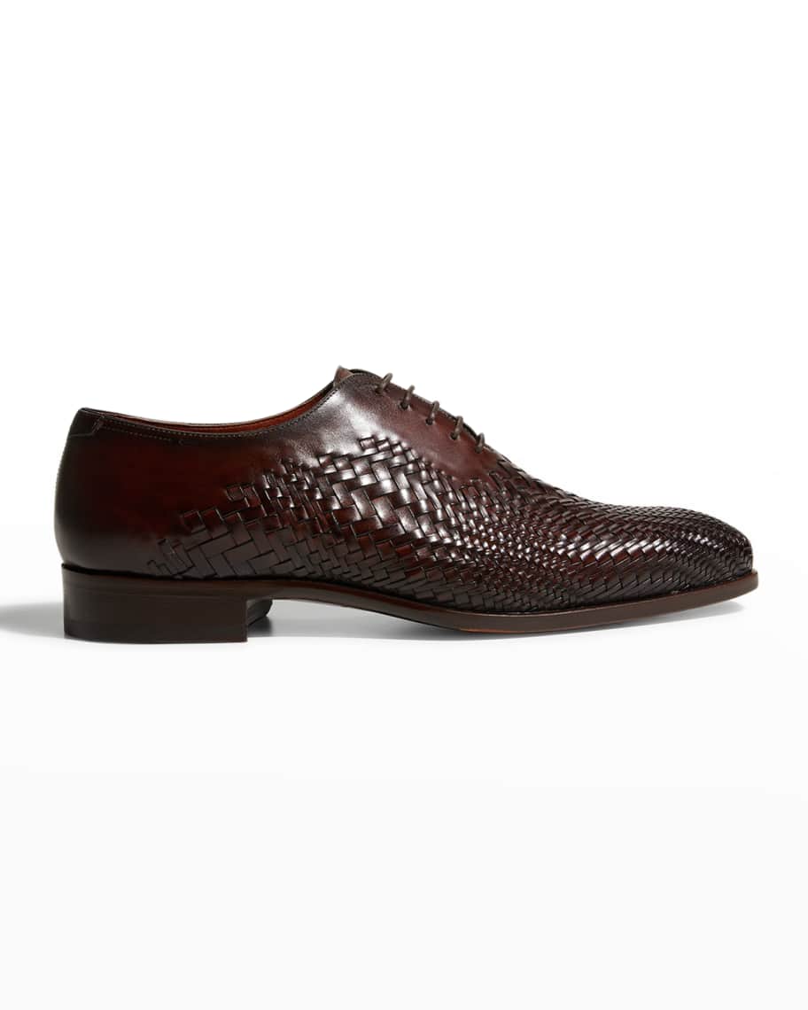 Magnanni Men's Selección Leather Woven Oxfords | Neiman Marcus