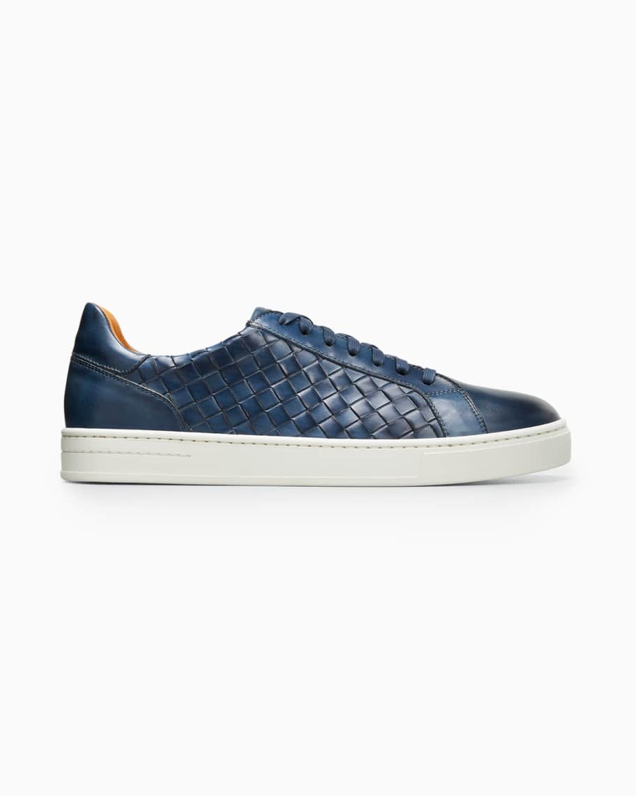 Magnanni Men's Woven Leather Low-Top Sneakers | Neiman Marcus