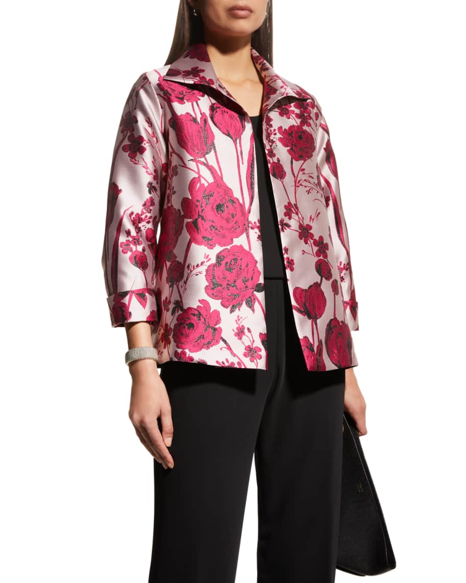 Caroline Rose Rose Jacquard Easy A-Line Jacket | Neiman Marcus