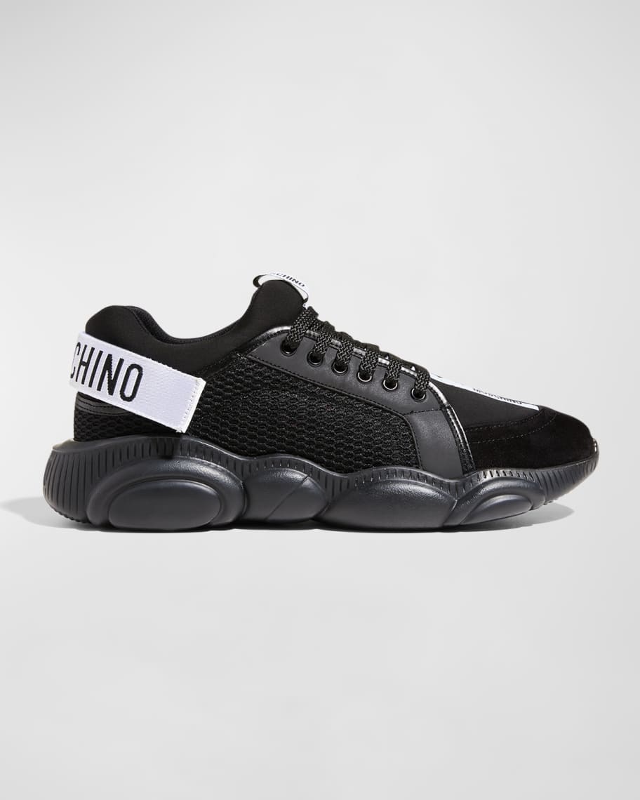 Moschino Men's Mesh Fabric Teddy Sneakers | Neiman Marcus