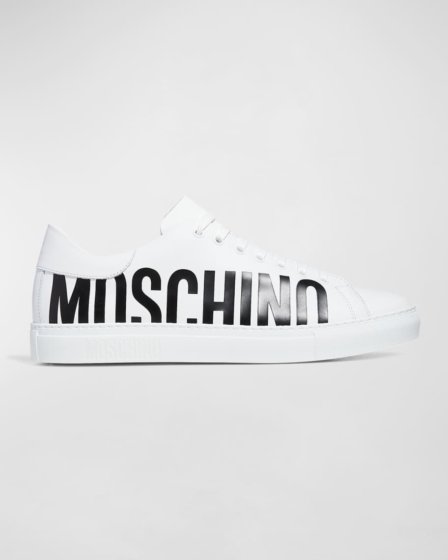 Moschino Men's Logo Leather Low-Top Sneakers | Neiman Marcus