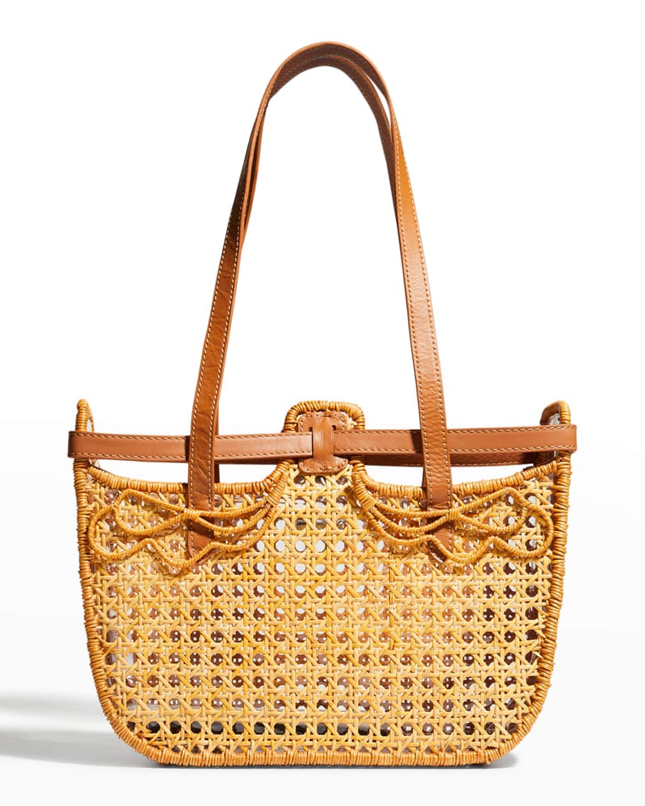 Serpui Belinda Perforated Wicker Shoulder Bag | Neiman Marcus