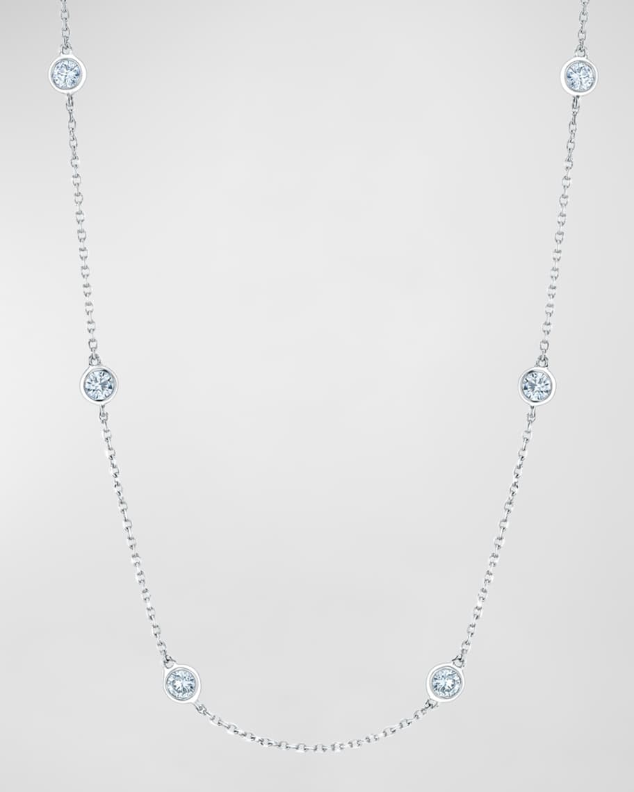 Neiman Marcus Diamonds Platinum Diamond Station Chain Necklace, 16"L, 1 ...