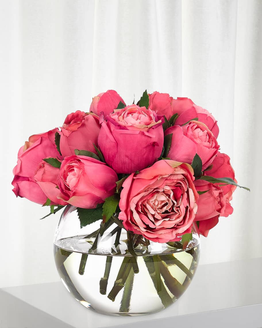 NDI Rose Faux-Floral Arrangement in Glass Bubble, 9wx9dx8h | Neiman Marcus