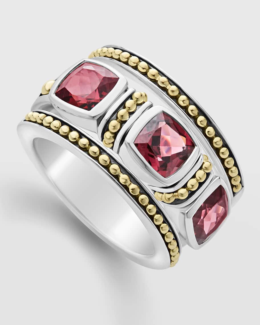 LAGOS Rittenhouse Rhodolite Garnet Triple 6mm Cushion-Set Ring | Neiman ...