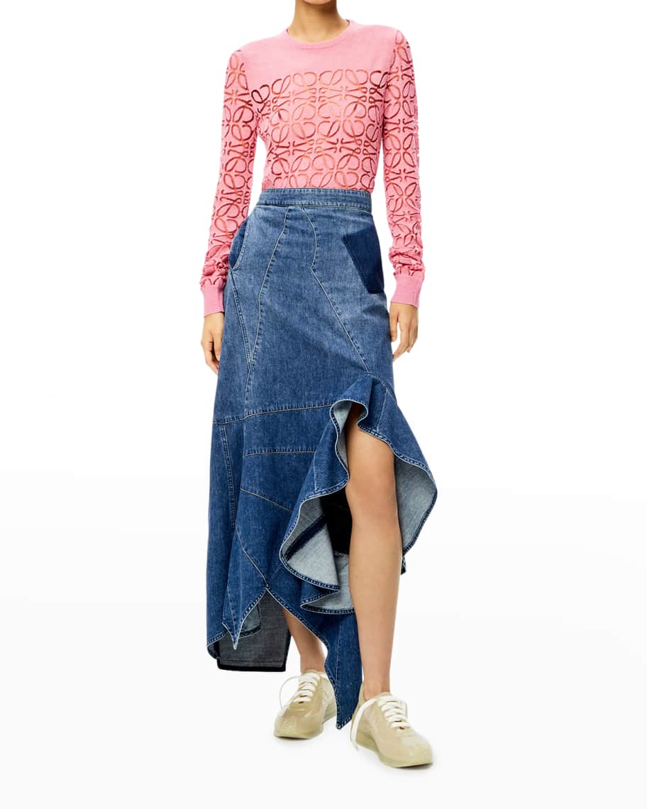 Loewe Anagram Laser-Cut Wool Sweater | Neiman Marcus