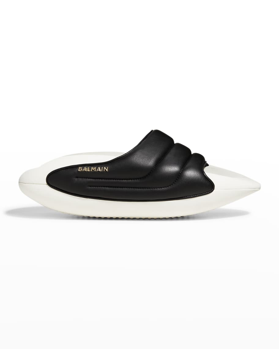 Balmain Men's Quilted Leather B-IT Mule Slides | Neiman Marcus