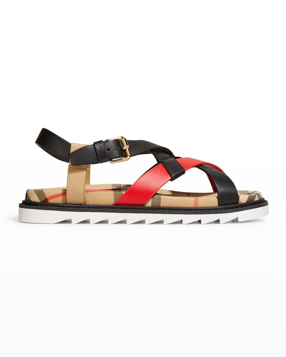 Burberry Kid's Jane Checkerboard-Print Sandals, Toddler/Kids | Neiman ...