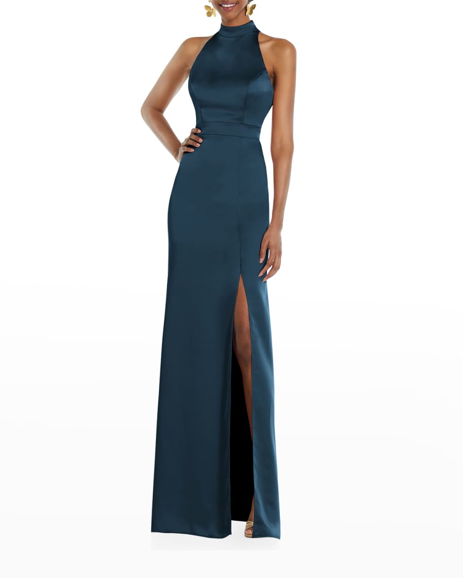 Lovely Backless High-Neck Column Gown | Neiman Marcus