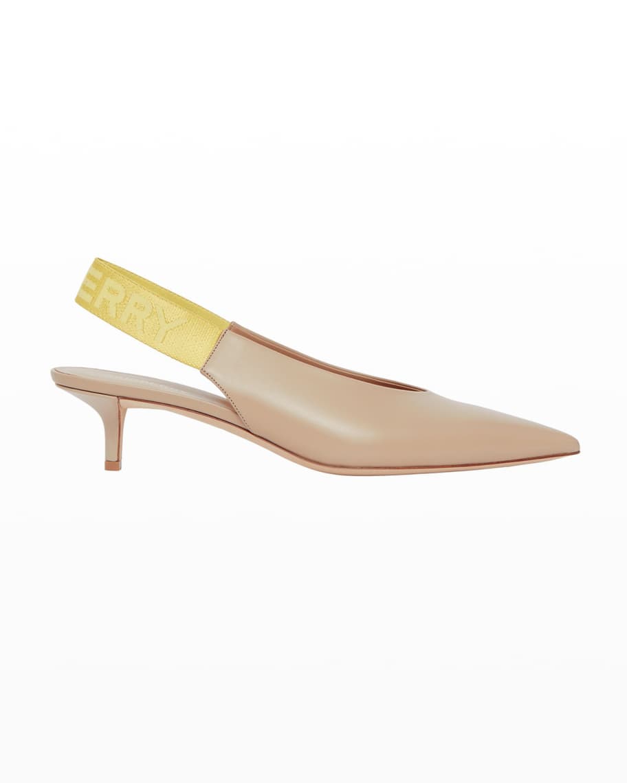 Burberry Malinda Leather Kitten-Heel Slingback Pumps | Neiman Marcus