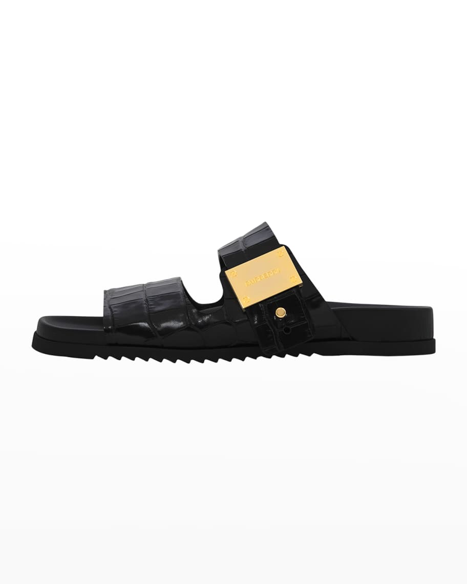 Burberry Olympia Mock-Croc Buckle Sandals | Neiman Marcus