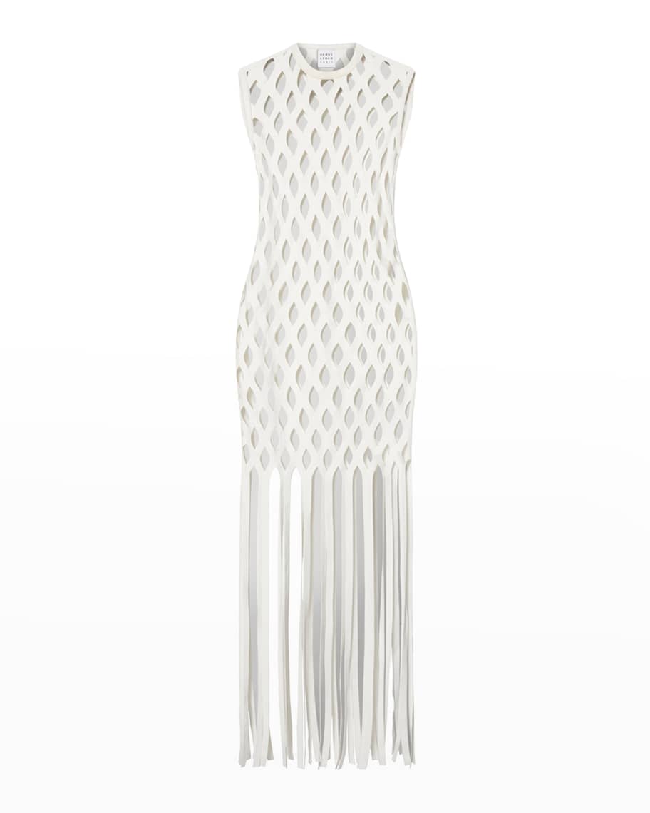 Herve Leger Fishnet Bandage Fringed Gown | Neiman Marcus