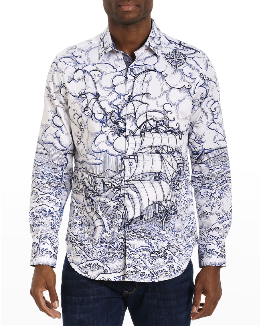 Robert Graham Men's Shipwreck Pirate Ship Cotton-Stretch Sport Shirt ...
