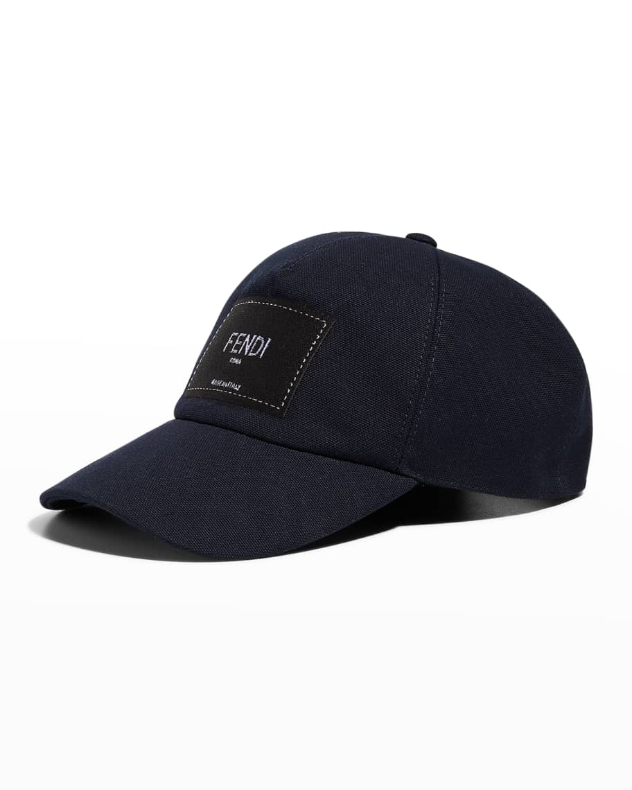 Fendi Men's Logo Patch Canvas Baseball Hat | Neiman Marcus