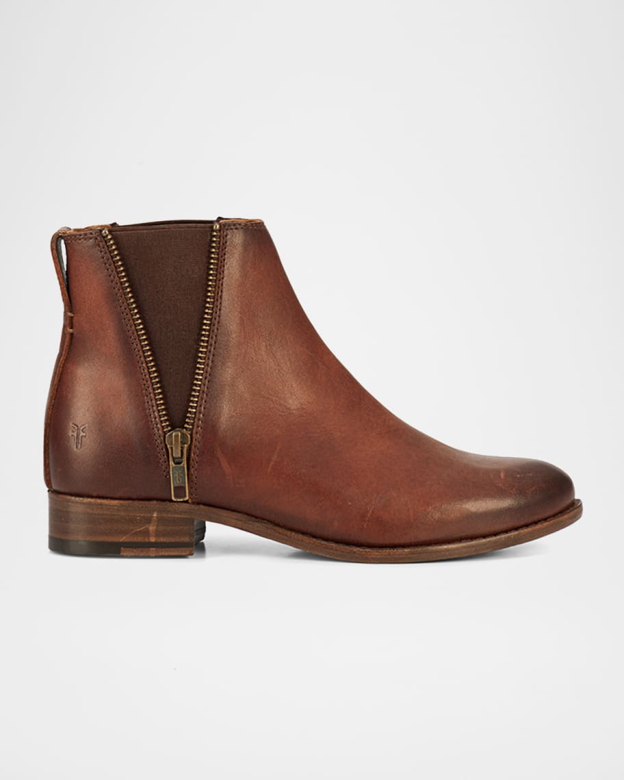 Frye Carly Leather Zip Chelsea Booties | Neiman Marcus
