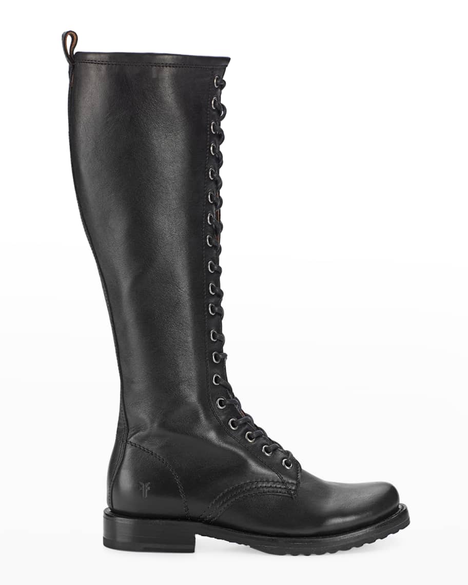 Frye Veronica Leather Tall Combat Boots | Neiman Marcus