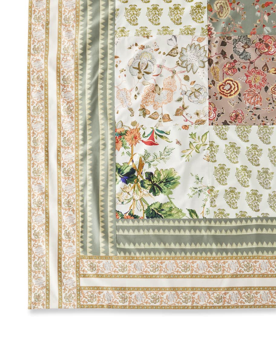 Handprint Tranquil Patchwork Tablecloth 72X108 | Neiman Marcus