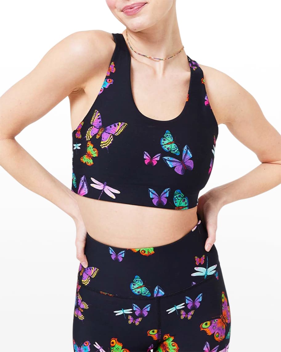 Terez Neon Butterflies Duoknit Sports Bra - High-Impact | Neiman Marcus