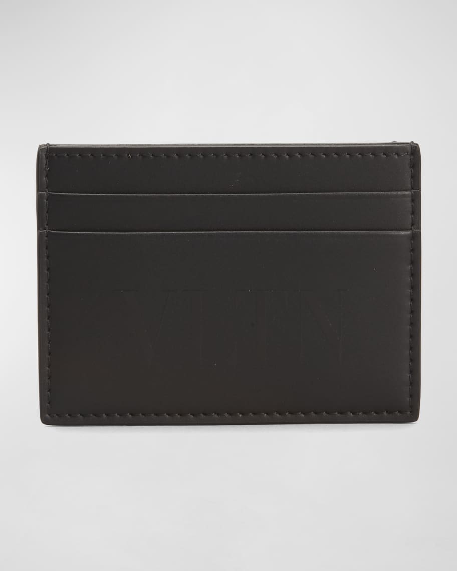 Valentino Garavani Men's VLTN Leather Card Holder | Neiman Marcus