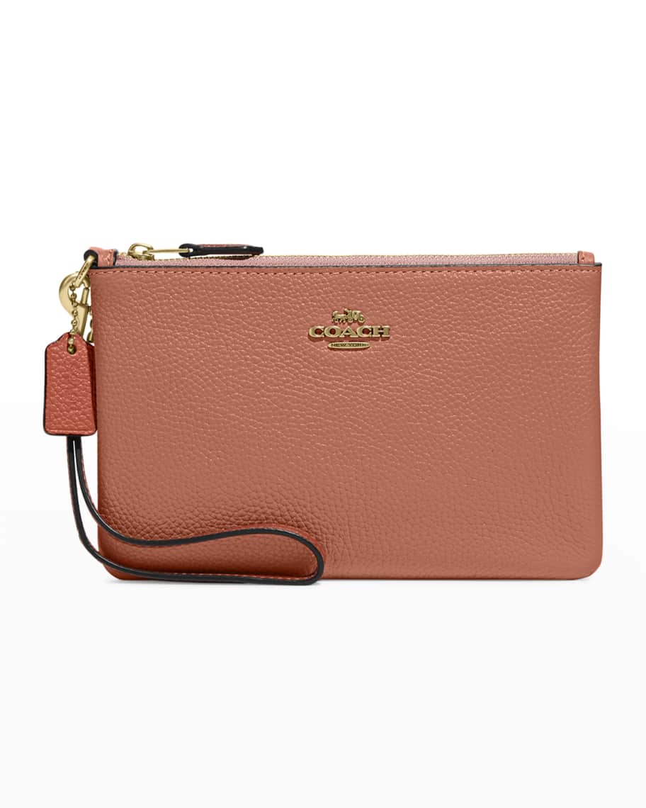 Coach Small Zip Pebbled Leather Wristlet | Neiman Marcus
