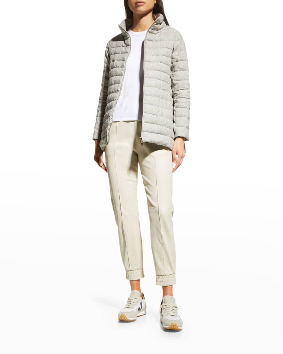 Herno Linen Down A-Line High-Low Jacket | Neiman Marcus
