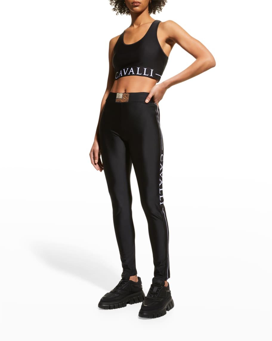 Roberto Cavalli Logo Side-Stripe Leggings | Neiman Marcus