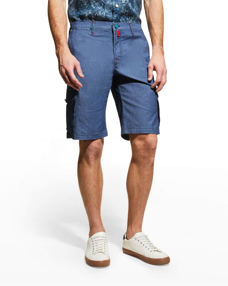 Kiton Men's Chambray Cargo Shorts | Neiman Marcus