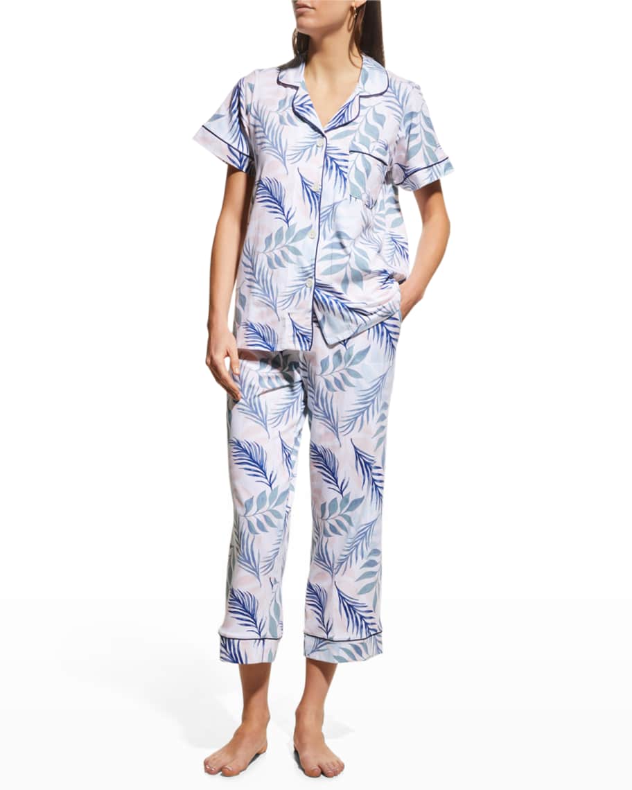 BedHead Pajamas Breezy Palm Botanical-Print Pajama Set | Neiman Marcus