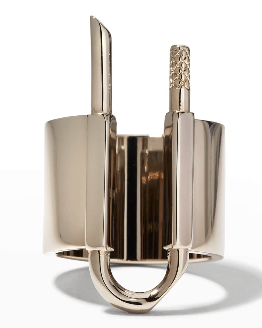 Givenchy U-Lock Silvertone Ring | Neiman Marcus