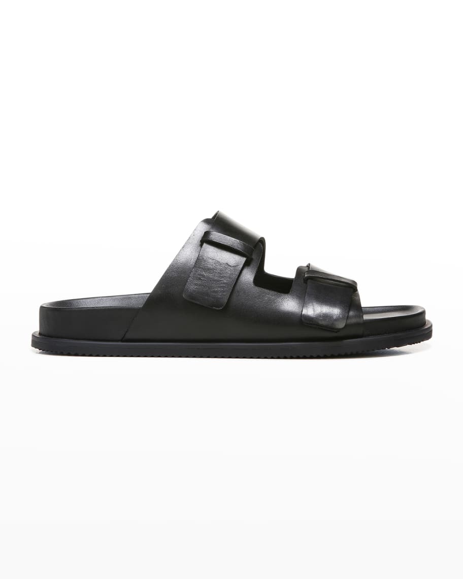 Vince Men's Duke Leather Slide Sandals | Neiman Marcus