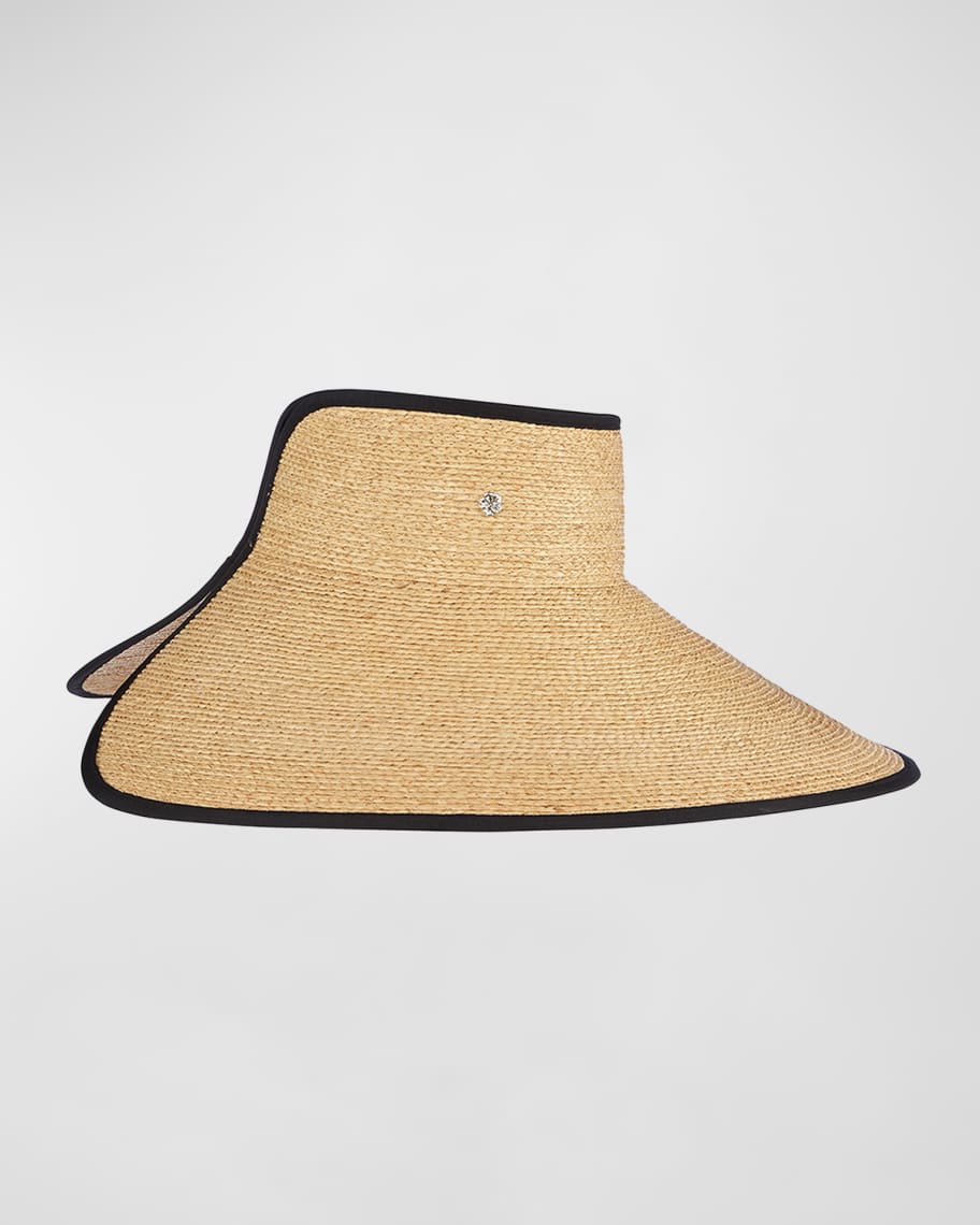 Flora Bella Abigail Wide-Brim Raffia Visor | Neiman Marcus