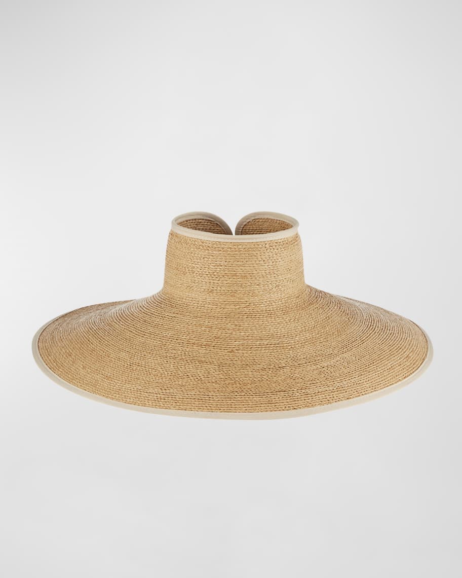 Flora Bella Abigail Wide-Brim Raffia Visor | Neiman Marcus