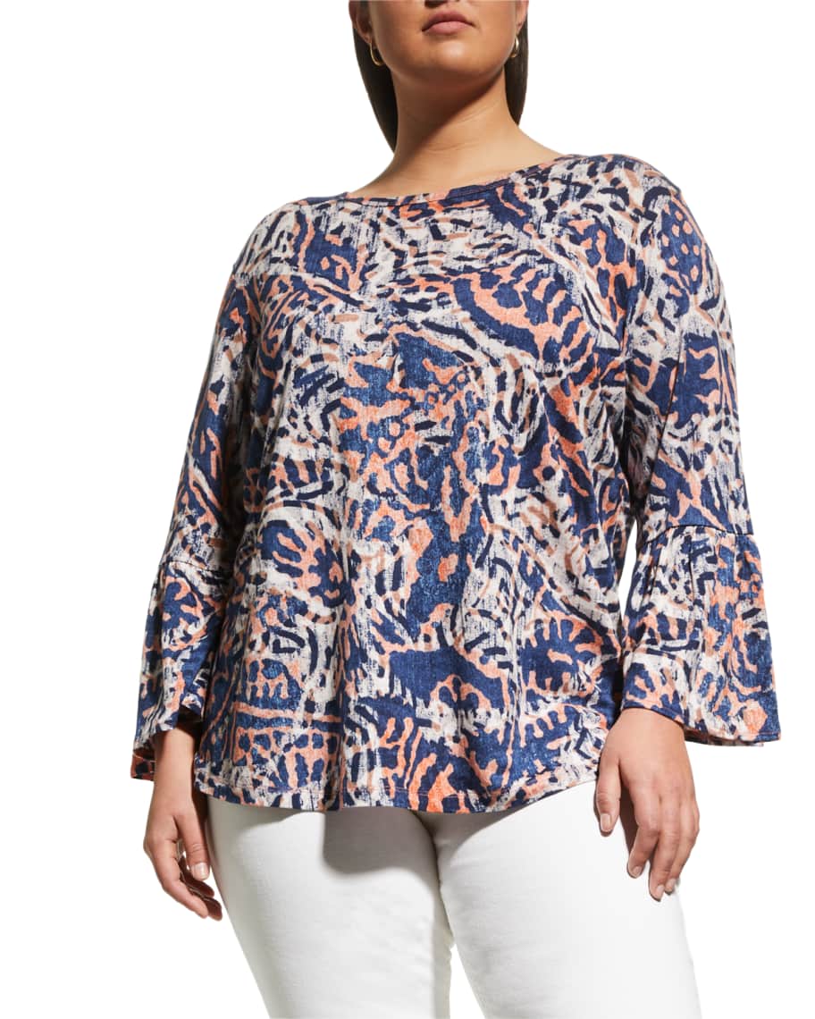 NIC+ZOE Plus Plus Size Batik Medallions Abstract-Print Top | Neiman Marcus