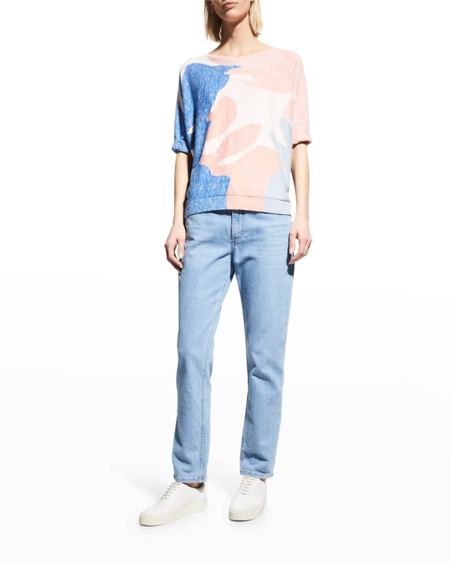 NIC+ZOE Shell Burst 3/4-Sleeve Knit Sweater | Neiman Marcus