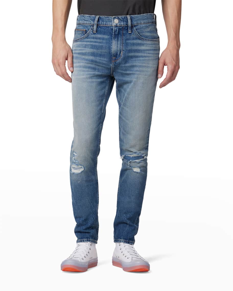 Hudson Men's Axl Slim Rip/Repair Jeans | Neiman Marcus