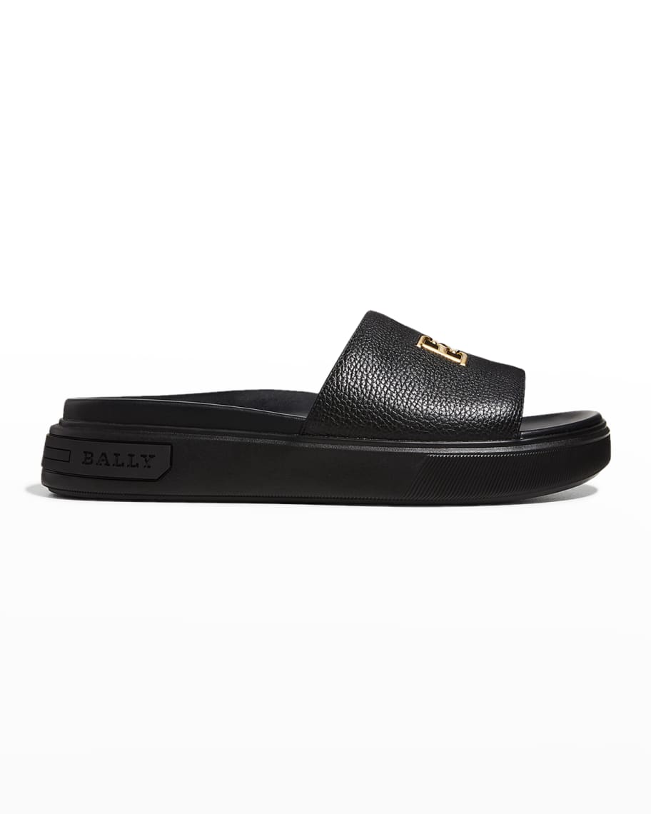 Bally Men's Jaxons B-Chain Leather Slides | Neiman Marcus