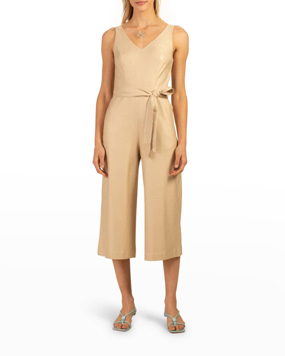 Trina Turk Palmetto Twill Capri Jumpsuit | Neiman Marcus
