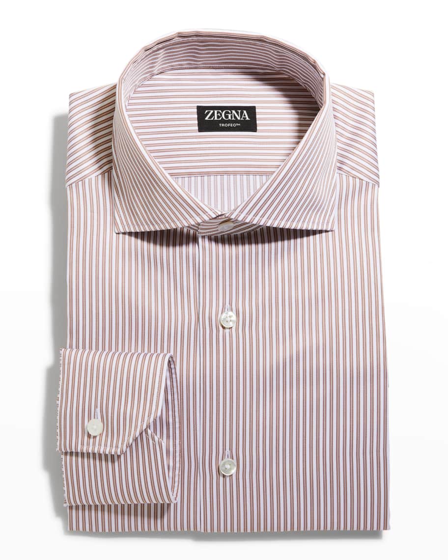 ZEGNA Men's Vicuna Twin Stripe Dress Shirt | Neiman Marcus