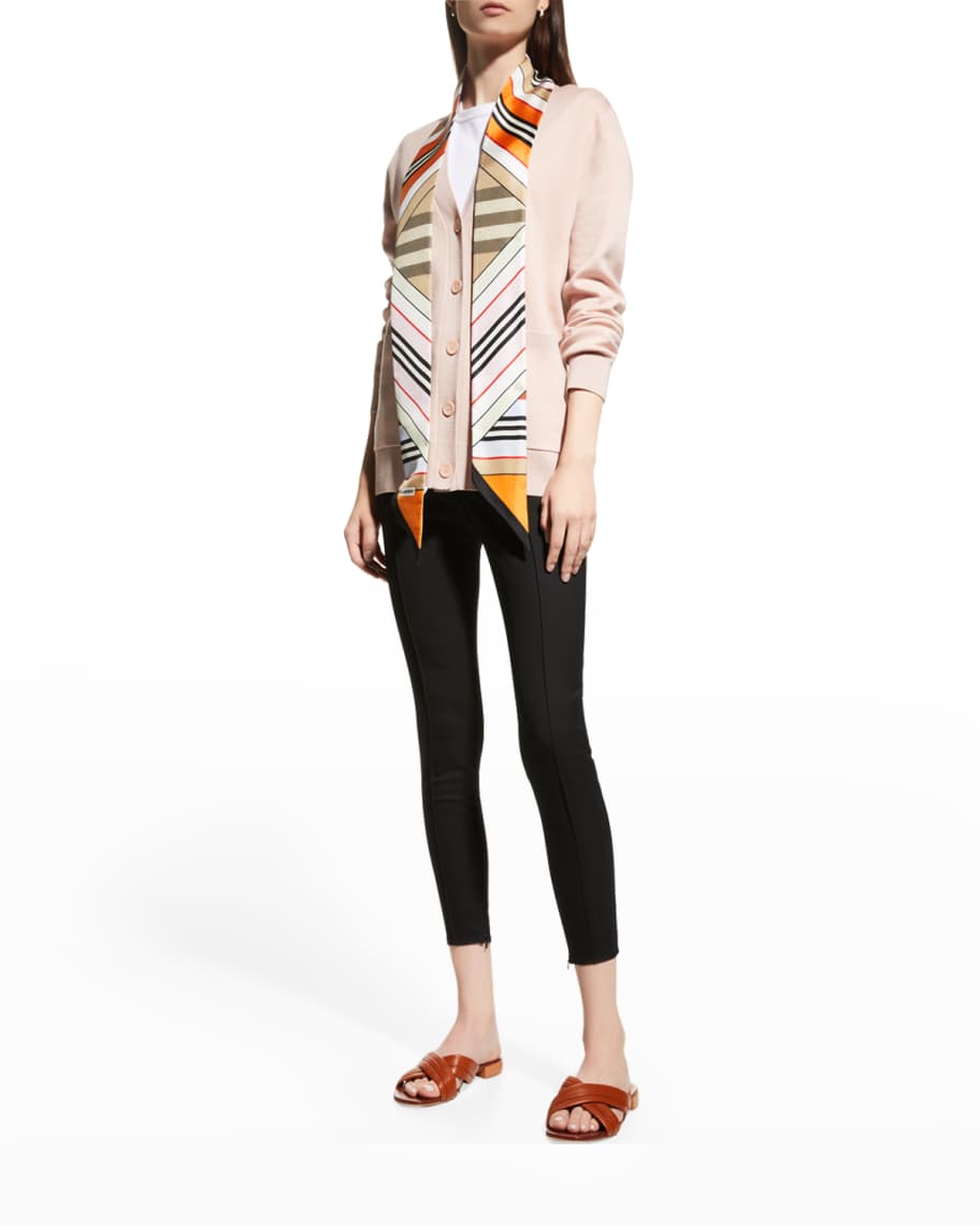 Burberry Colorblock Check Silk Skinny Scarf | Neiman Marcus