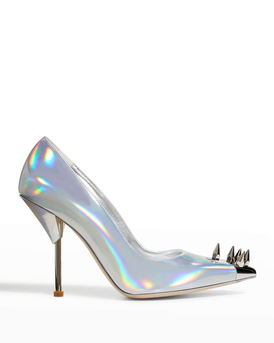 McQueen Punk Iridescent Spike Pumps | Neiman Marcus